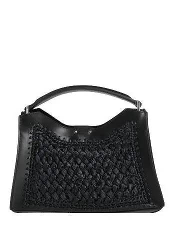 GIANNI CHIARINI Leather Raffia Handbag - Black