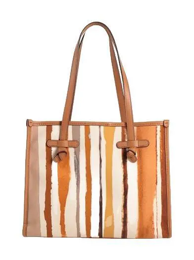 GIANNI CHIARINI Striped Textile Fiber Tote - Beige