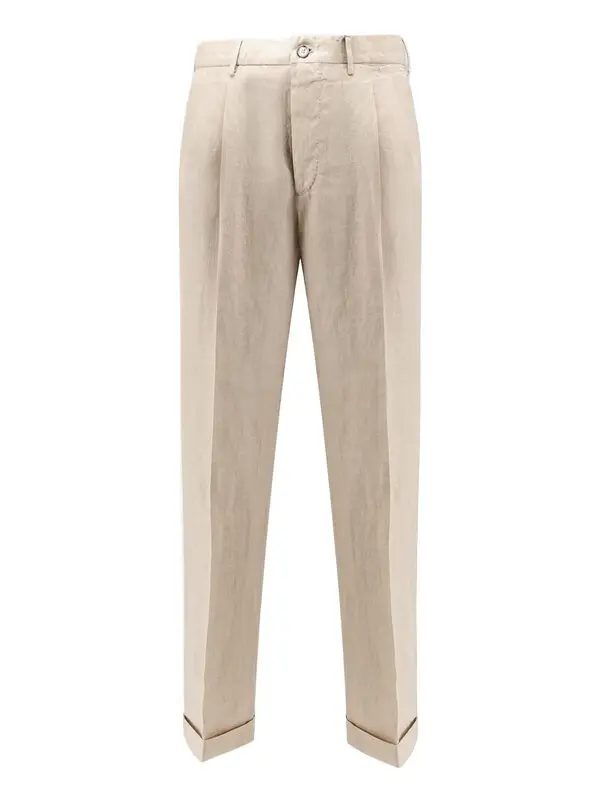 NUGNES 1920 Clarkfu Linen Trousers - Beige