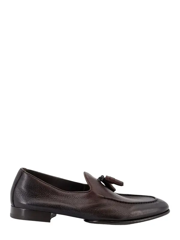 DOUCAL'S Daino Leather Loafers - Brown