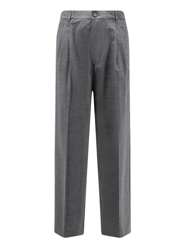 AMARANTO Virgin Wool Blend Tailored Trousers - Grey