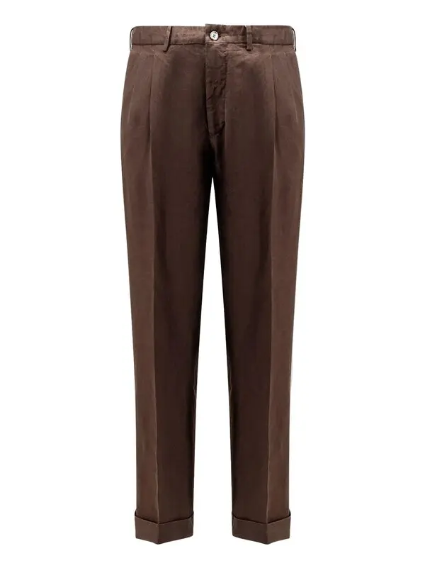 NUGNES 1920 Linen Trousers - Brown