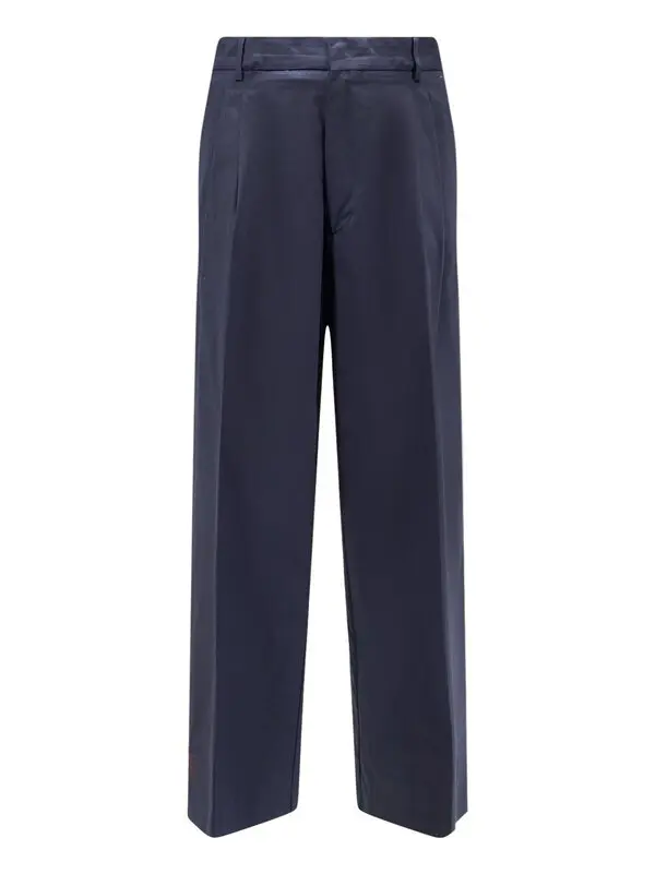 AMARANTO Cotton Wide Leg Trousers - Blue