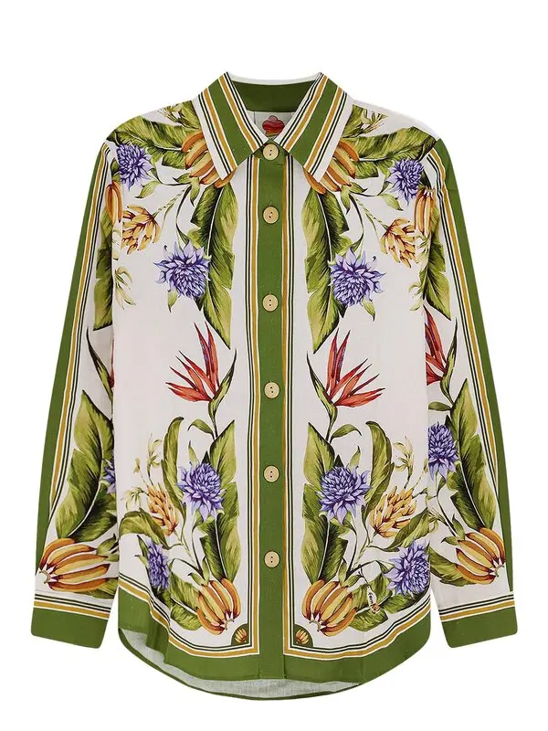 Farm Rio Tropical Print Button-down Shirt - Green