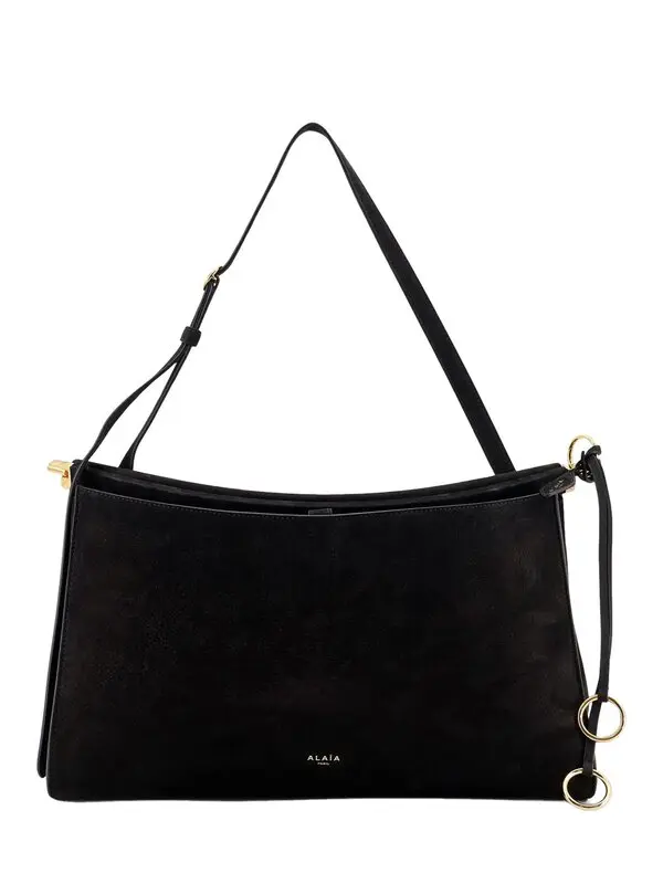 Alaïa Le Click Pocket 35 Nabuk Shoulder Bag - Black