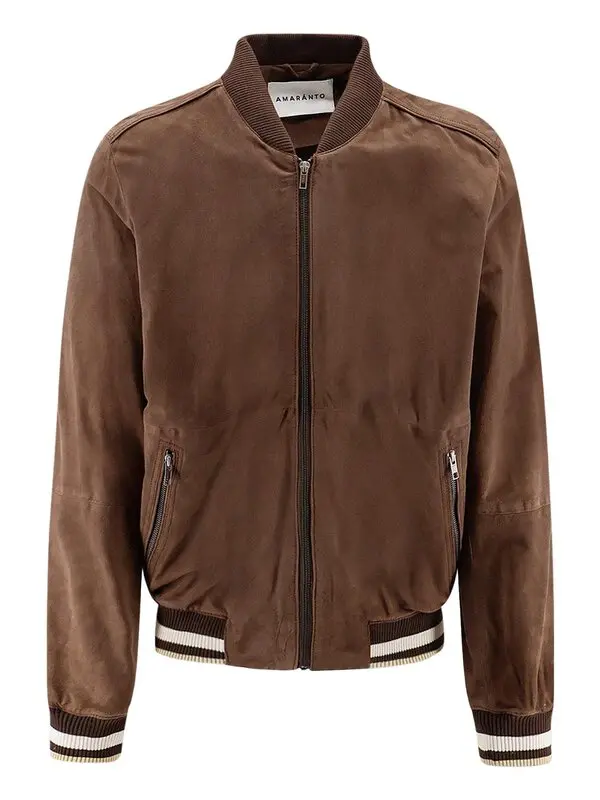 AMARANTO Suede Bomber - Brown