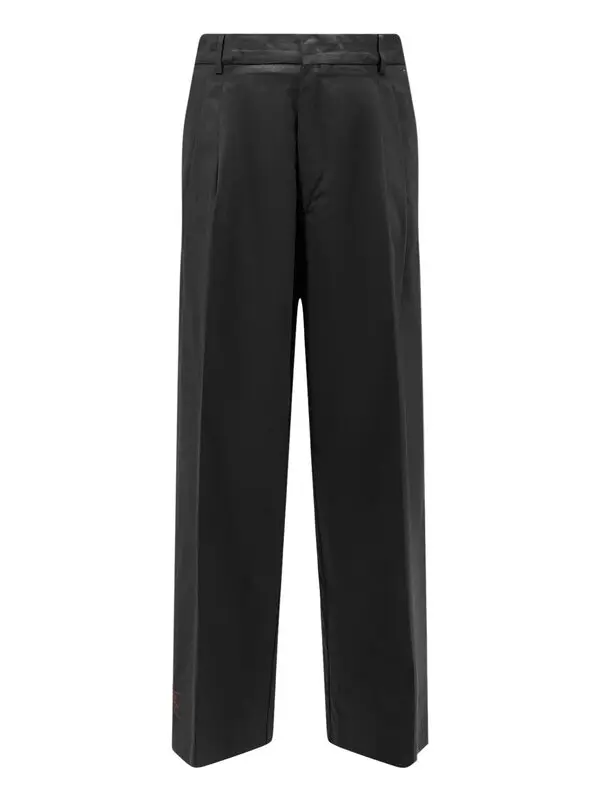 AMARANTO Wide Leg Cotton Trousers - Black
