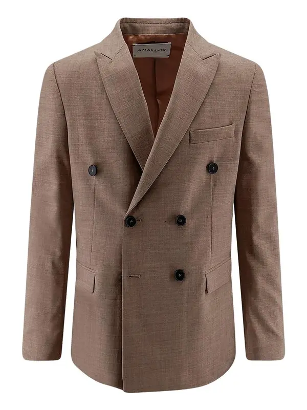 AMARANTO Virgin Wool Blend Blazer - Beige