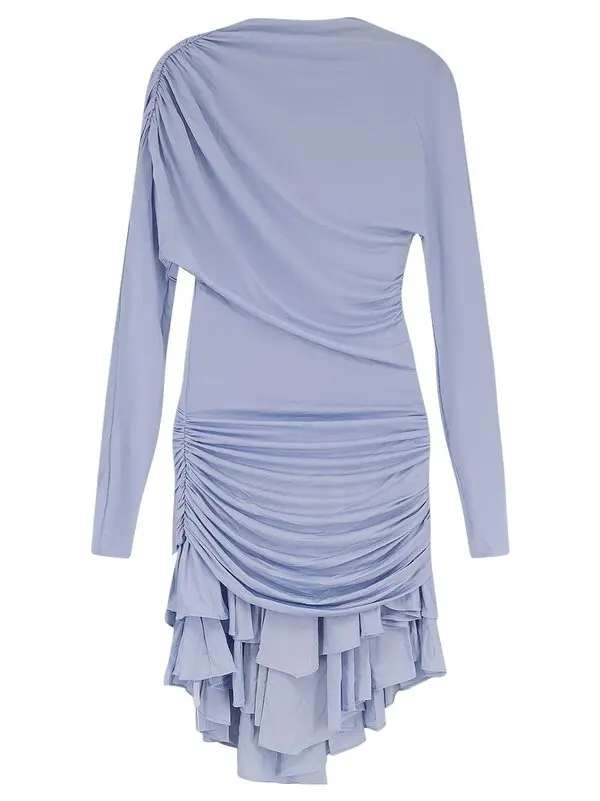 SELF-PORTRAIT Gathered Jersey Mini Dress - Blue