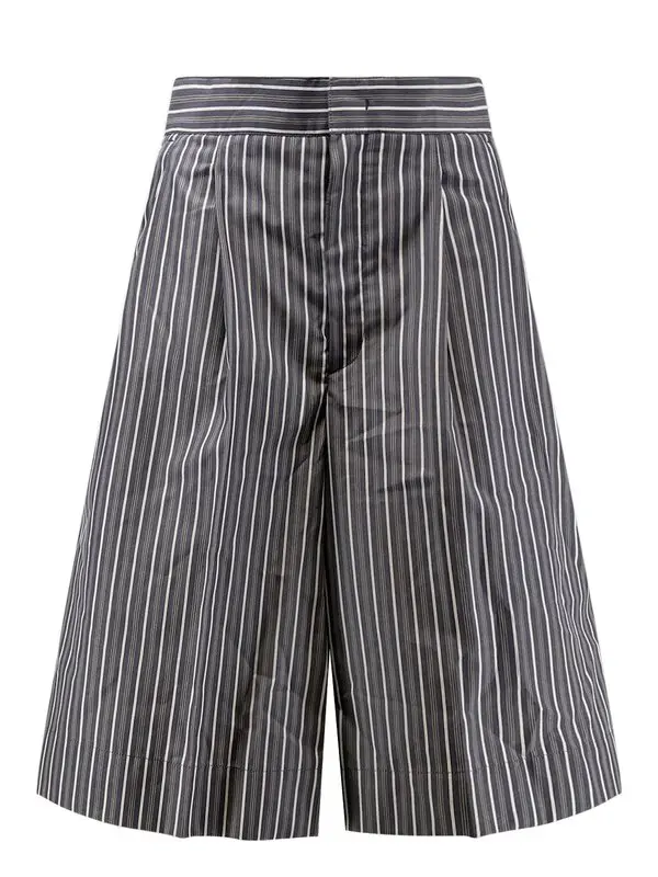 Soeur Striped Cotton Bermuda Shorts - Grey