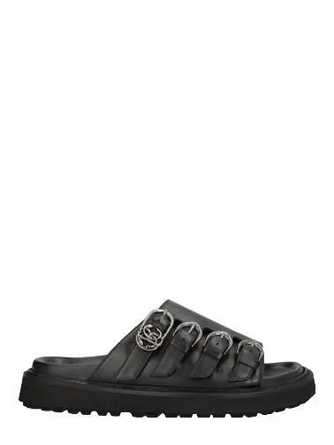 Roberto Cavalli Leather Slide Sandals - Black