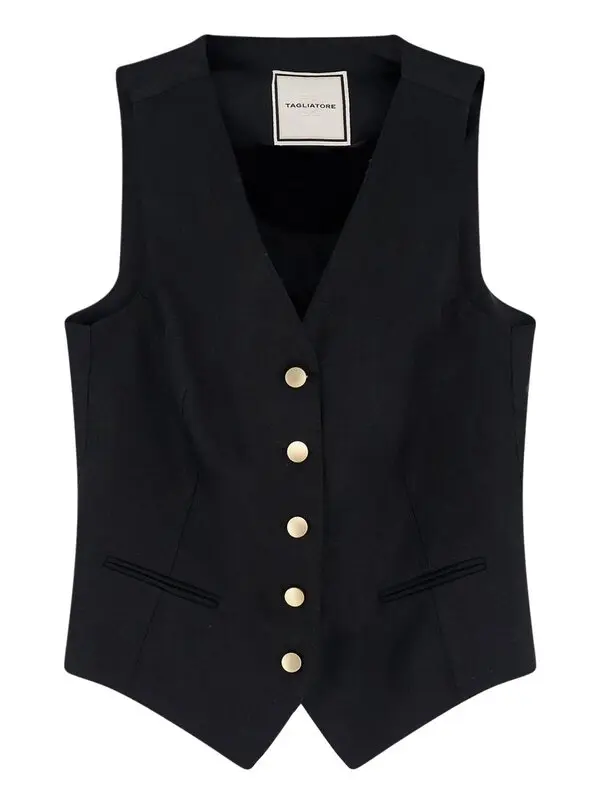Tagliatore Linen Vest - Black