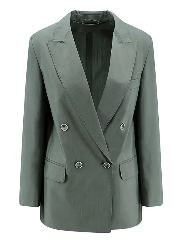 Max Mara Virgin Wool And Silk Double-breasted Blazer - Green
