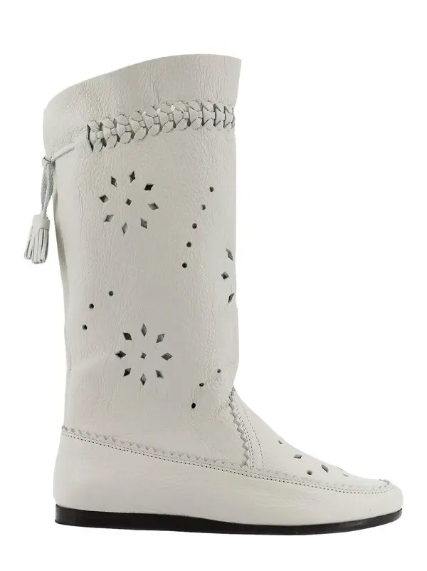 Isabel Marant Welky Leather Boots With Cutout Details - White