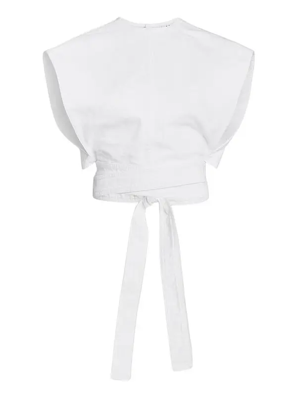 Alaïa Cotton Crop Belted Top - White
