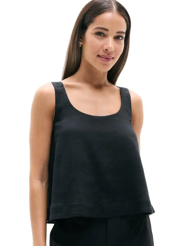 Athleta Retreat Linen Tank - Black