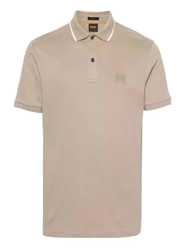 BOSS Logo-patch Piqué Polo Shirt - Neutrals