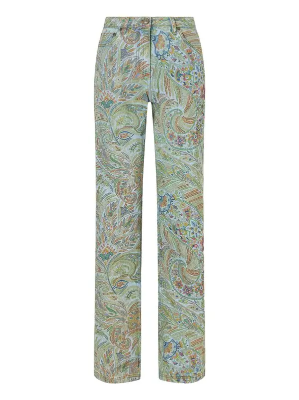 Etro Paisley-print Flared Jeans - Blue
