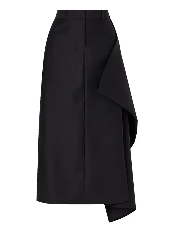 HEIRLOME Augusta Wool And Silk-blend Faille Midi Skirt - Black