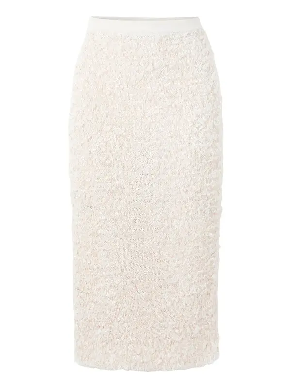 Khaite Adela Bouclé Midi Skirt - Neutrals