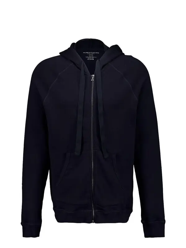 Majestic Filatures Marine Organic Cotton Zipped Hooded Sweatshirt - Blue