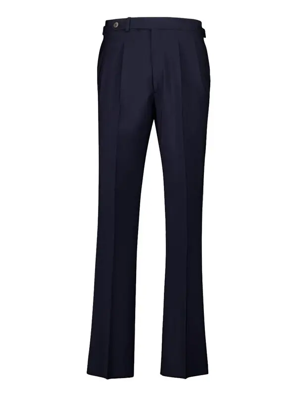 Boglioli Regular Fit Pleated Wool Trousers - Blue