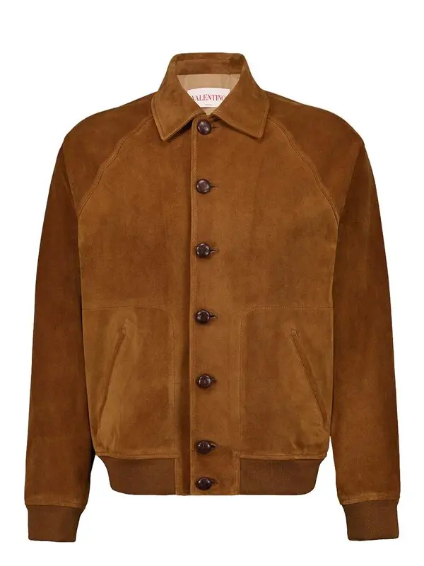 Valentino Garavani Suede Button-up Jacket - Brown