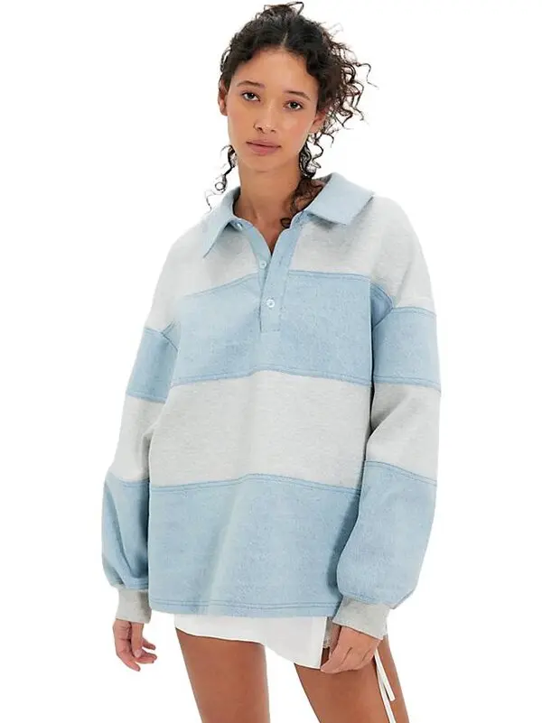 SEROYA Cher Polo Top - Light Grey Coastline
