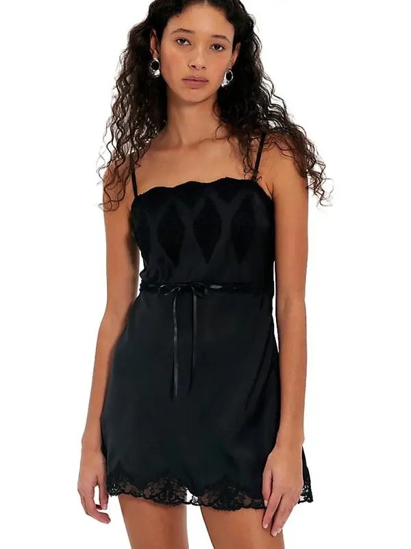 LoveShackFancy Lace-detailed Mini Slip Dress - Black