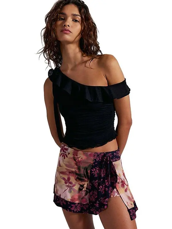 Free People Sun Soaked Sarong Mini Skort - Sunrise Combo