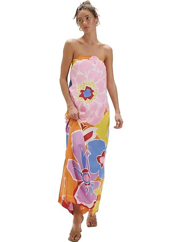 S/W/F Strapless Column Maxi Dress - Electric Garden
