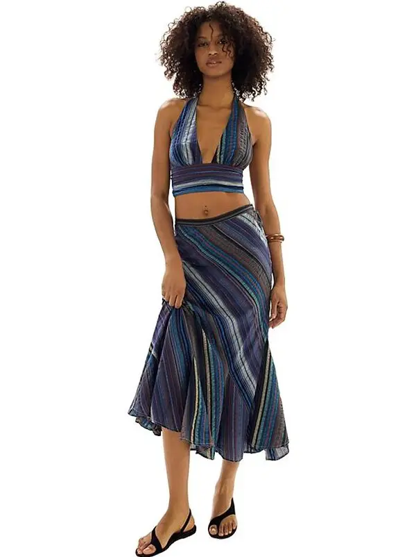Free People Sedona Stripe Midi Skirt Set - Navy Combo