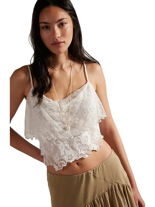 Free People Lace Tiered Top - Whisper White