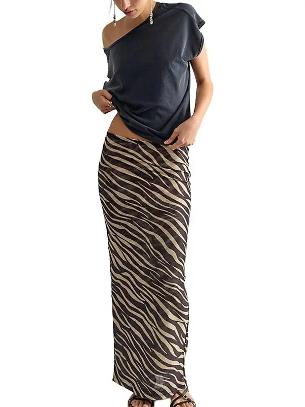 Ronny Kobo Azana Animal Print Maxi Skirt - Zebra Print