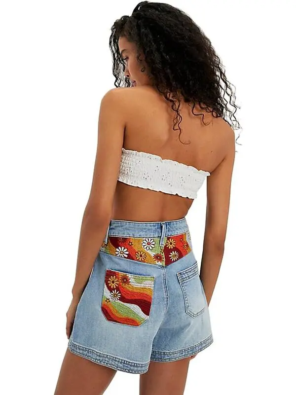 DRIFTWOOD Floral Embroidered Phoebe Shorts - Sunflower Power