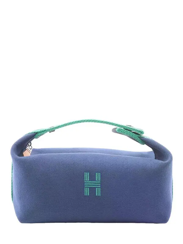 Hermès Small Toile Bride A Brac Case Vanity Bag - Blue