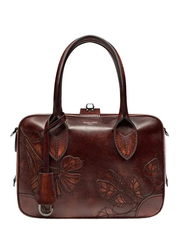 GOLDEN GOOSE Waist Bag With Floral Embroidery - Brown
