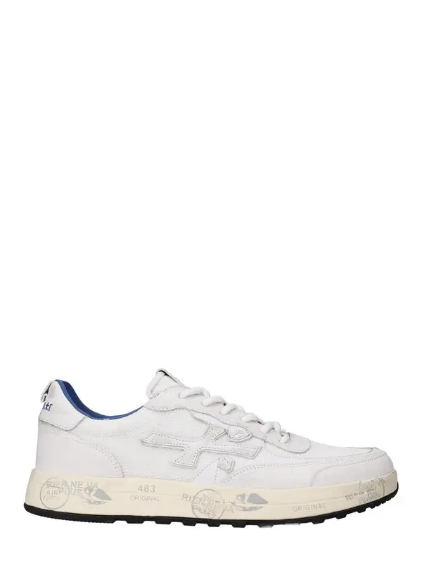 Premiata Leather And Canvas Lace-up Sneakers - Bianco