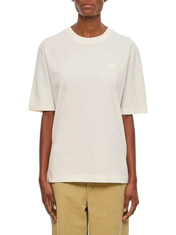 Moncler Crew-neck T-shirt With Raised Logo - White