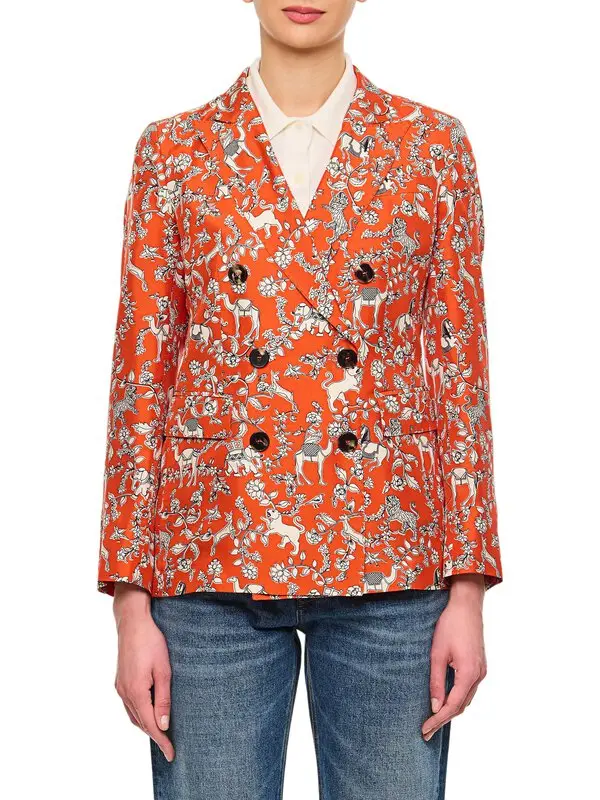Alberto Biani Printed Double-breasted Jacket - Orange