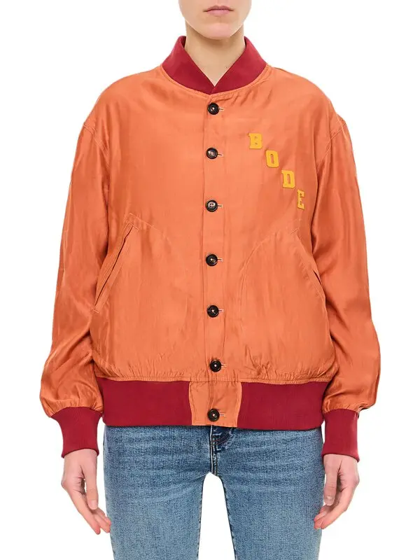 BODE NEW YORK Rally Viscose Bomber Jacket - Orange