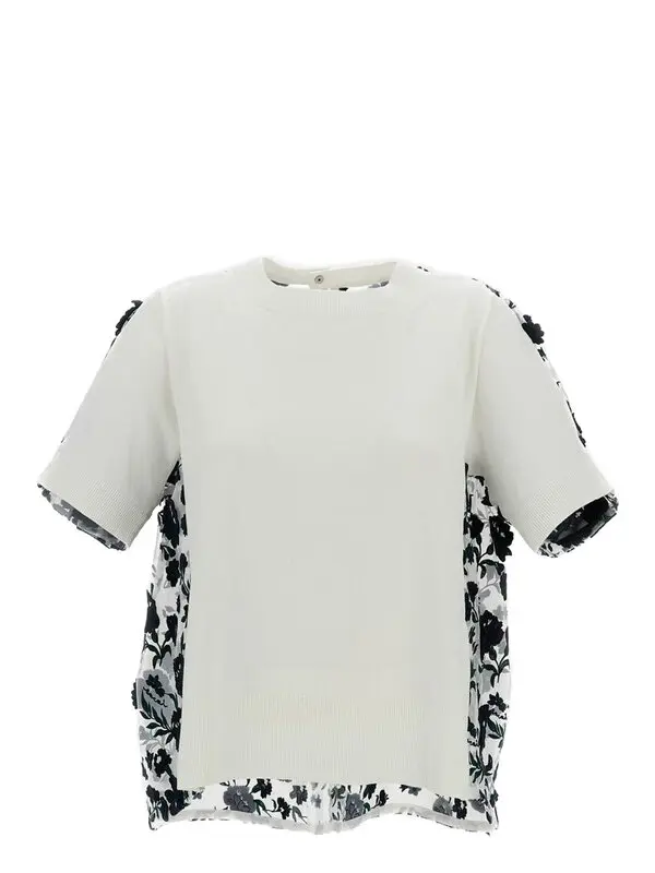 Sacai Short-sleeve Top With Embroidery - White