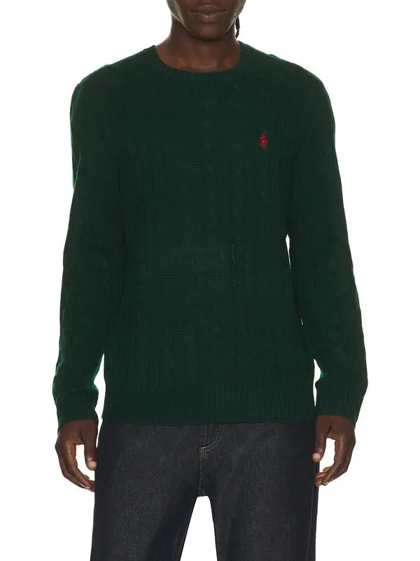 Polo Ralph Lauren Long Sleeve Wool Cashmere Cable Knit Crewneck Sweater - Moss Agate