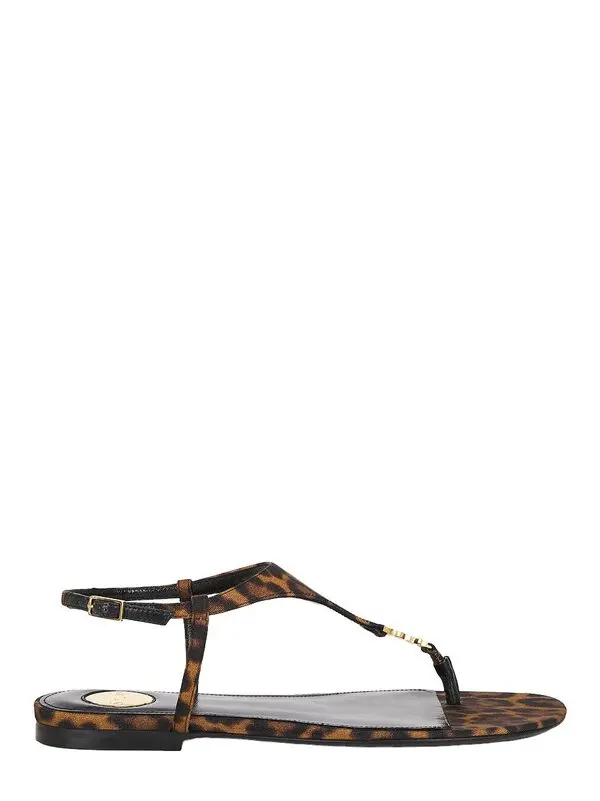 Saint Laurent Cassandra Flat Sandal - Leopard & Manto Naturale