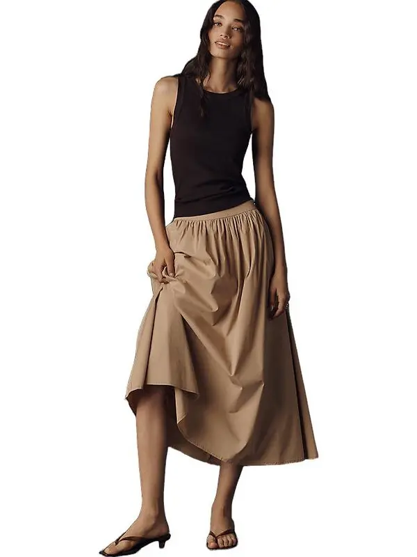 BISHOP + YOUNG Cotton Midi Skirt - Khaki
