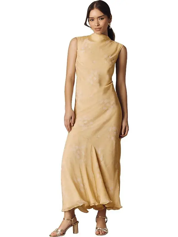 Bhldn Chiffon Maxi Dress - Yellow Pattern