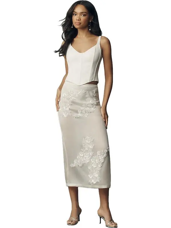 Ila Pixie Silk Midi Skirt - White
