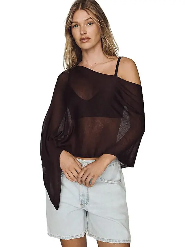 Anthropologie Sheer Knit Poncho - Chocolate