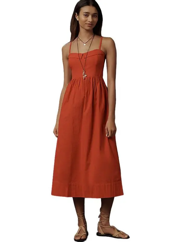 The Great. Verse Sleeveless A-line Midi Dress - Hot Red