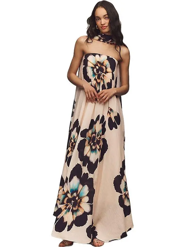 SISTERS. Tessa Strapless Maxi Dress - Sandstone Beige